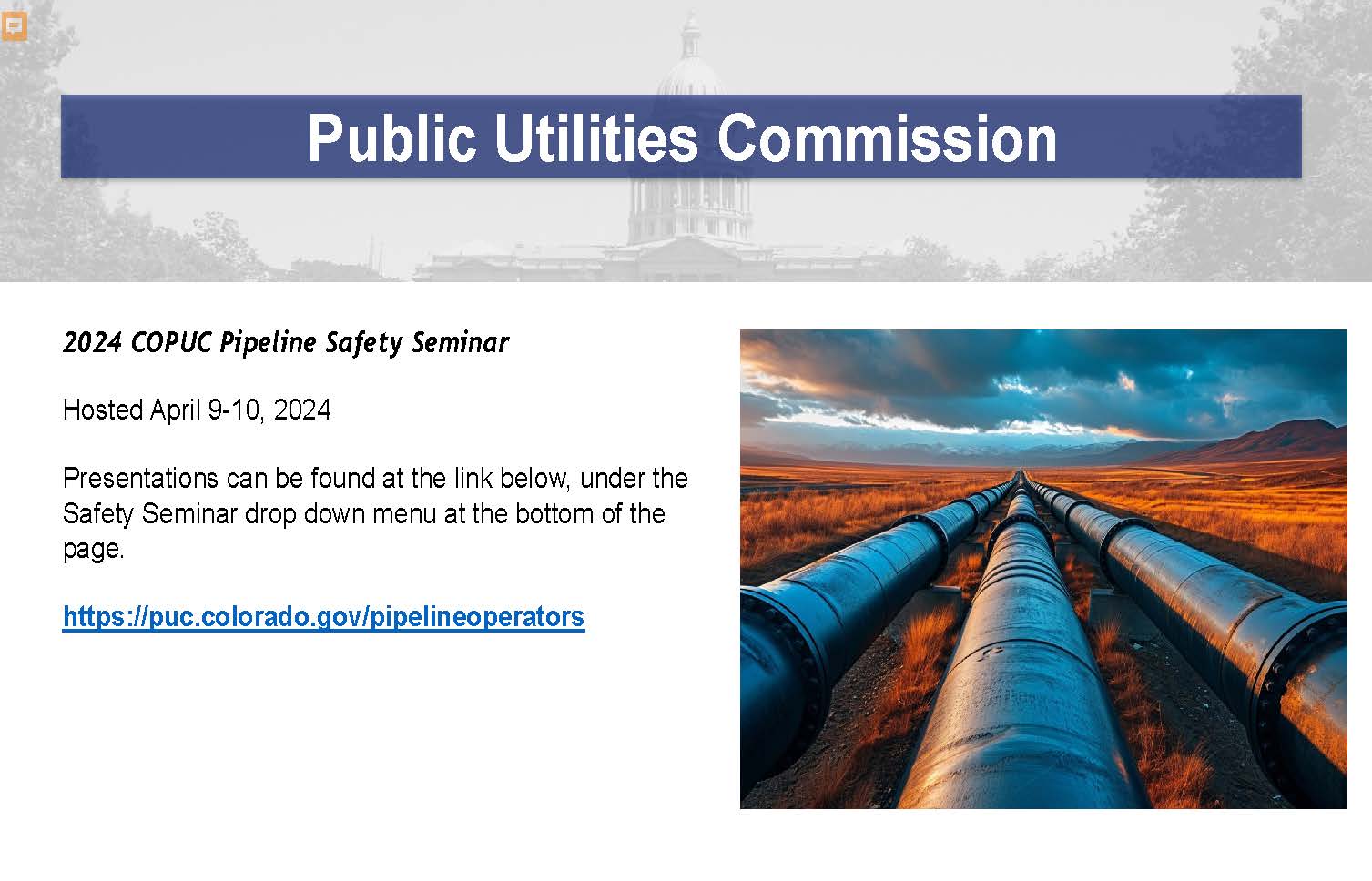 Pipeline Safety Program | Public Utilities Commission
